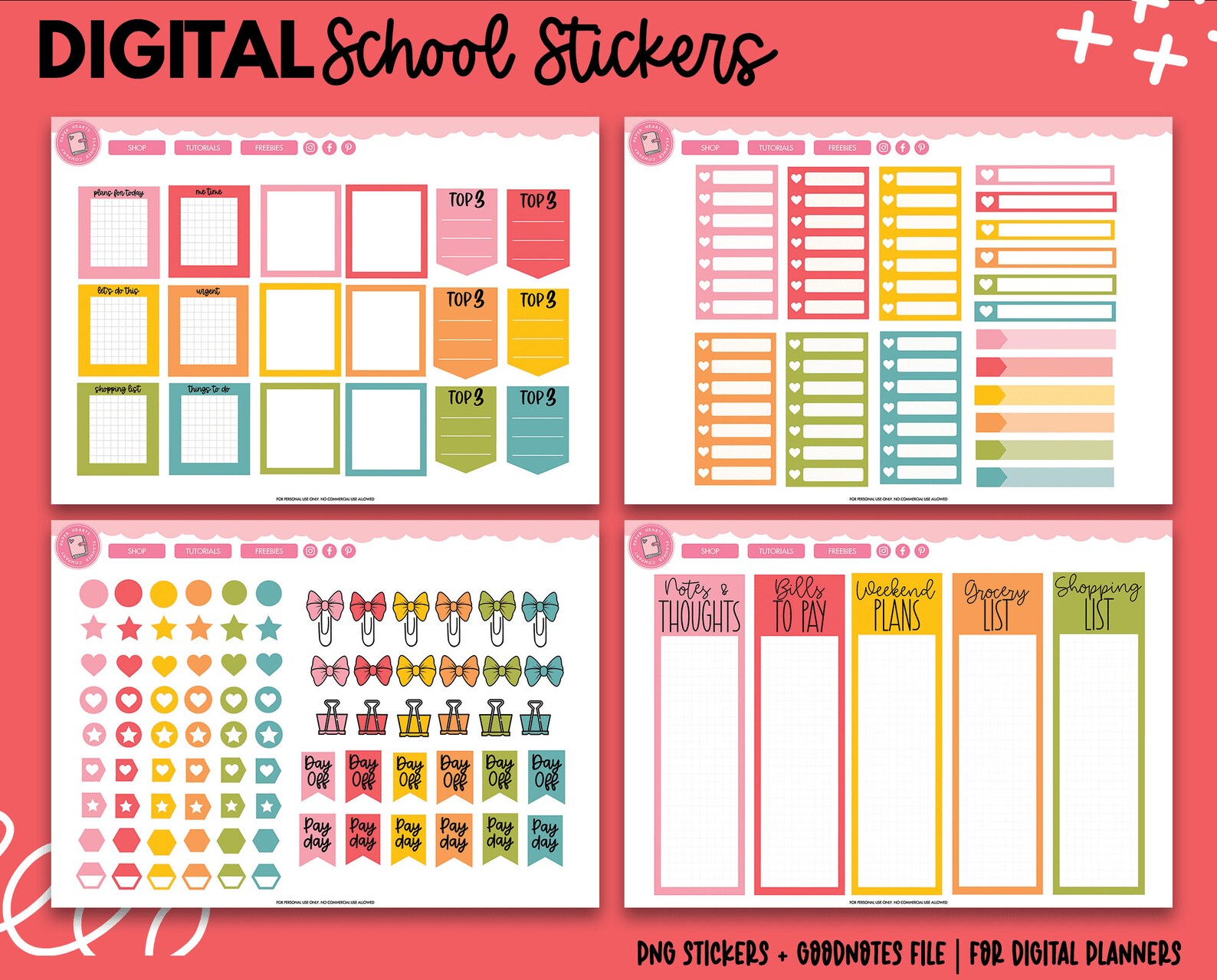 School Stickers Digital Stickers Goodnotes Stickers PNG - Etsy