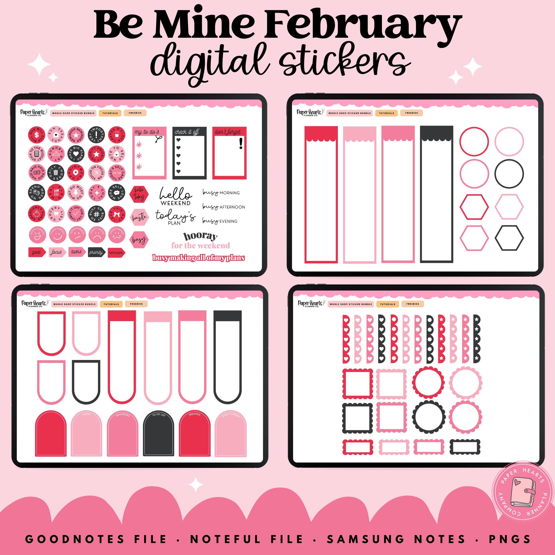 Valentine's Day Digital Stickers, February Stickers, Digital Planner ...