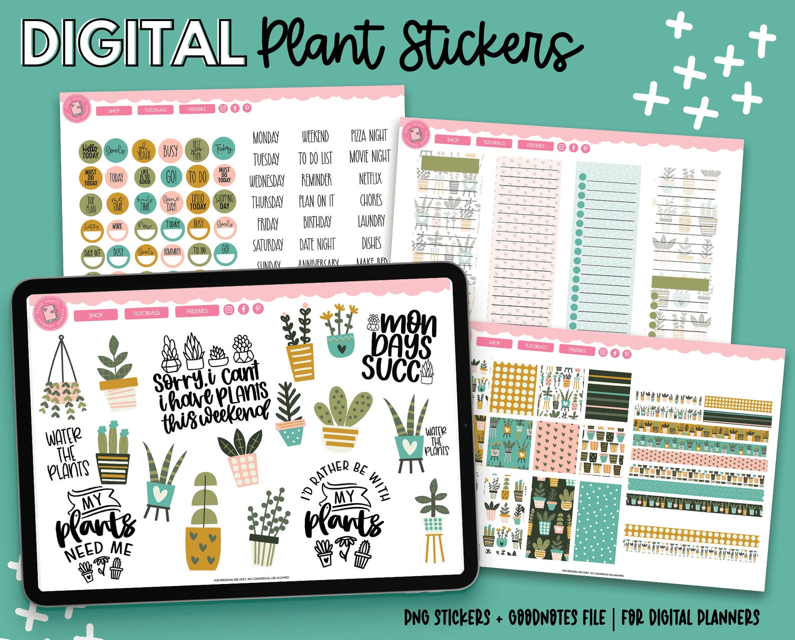 Plants Digital Stickers Succulent Stickers Goodnotes - Etsy