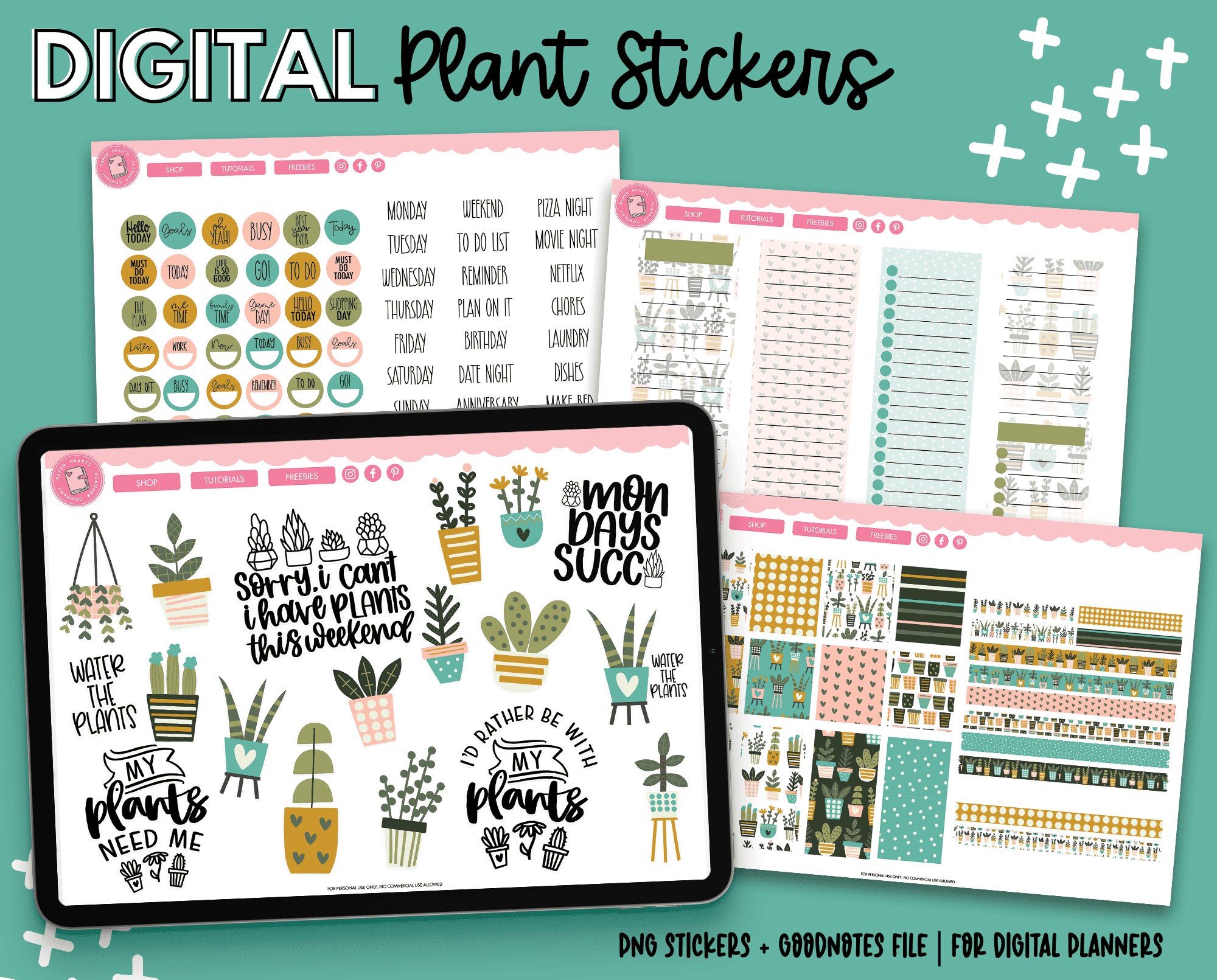 Plants Digital Stickers Succulent Stickers Goodnotes - Etsy