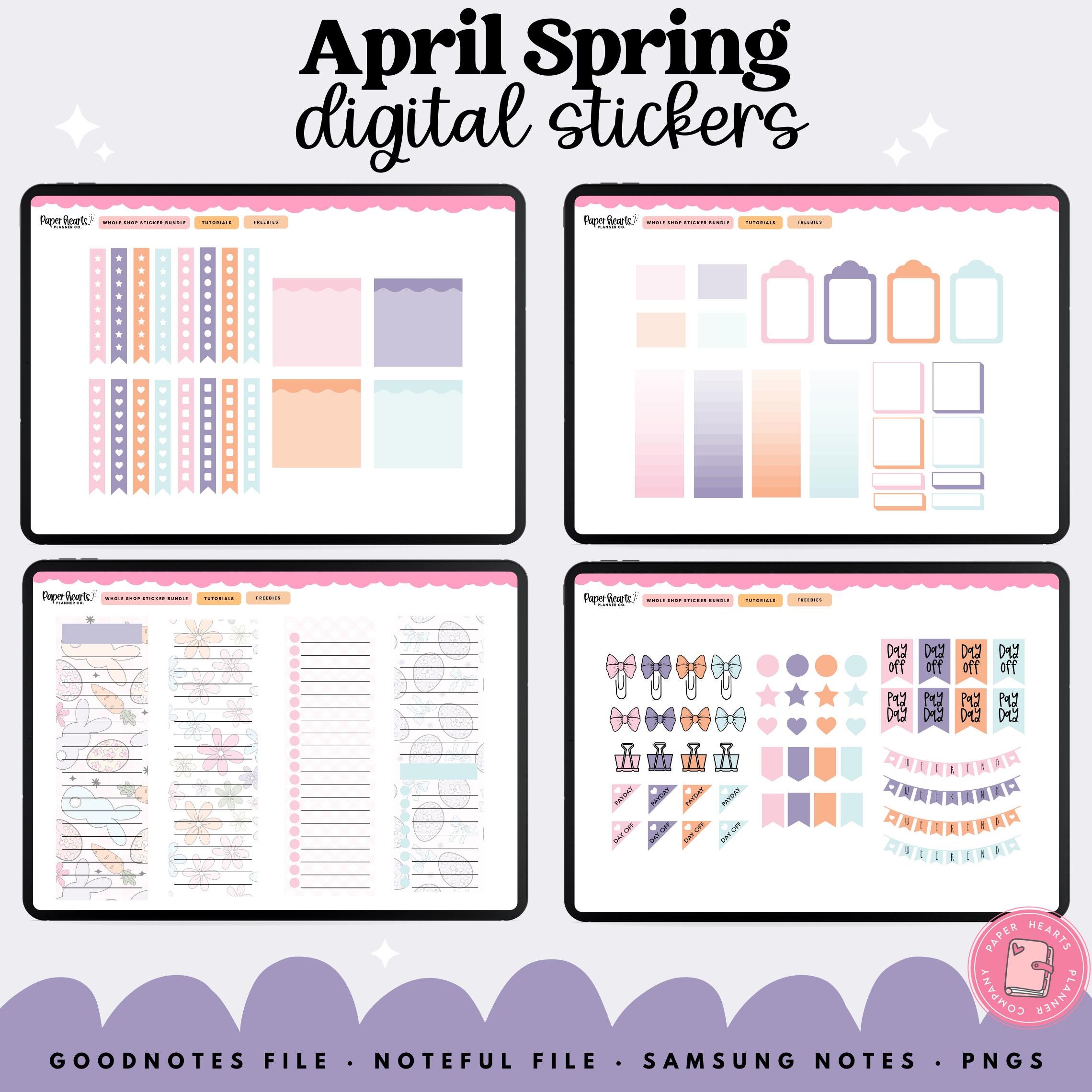 April Stickers, Easter Stickers, Spring Stickers, Digital Stickers ...