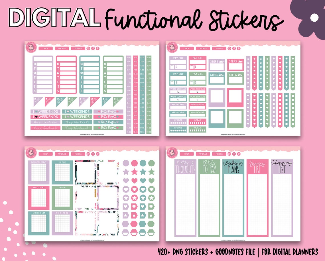 Functional Digital Planner Stickers Goodnotes Stickers - Etsy