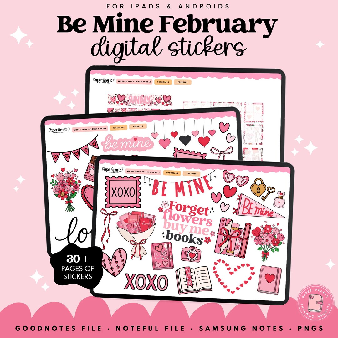 Valentine's Day Digital Stickers, February Stickers, Digital Planner ...