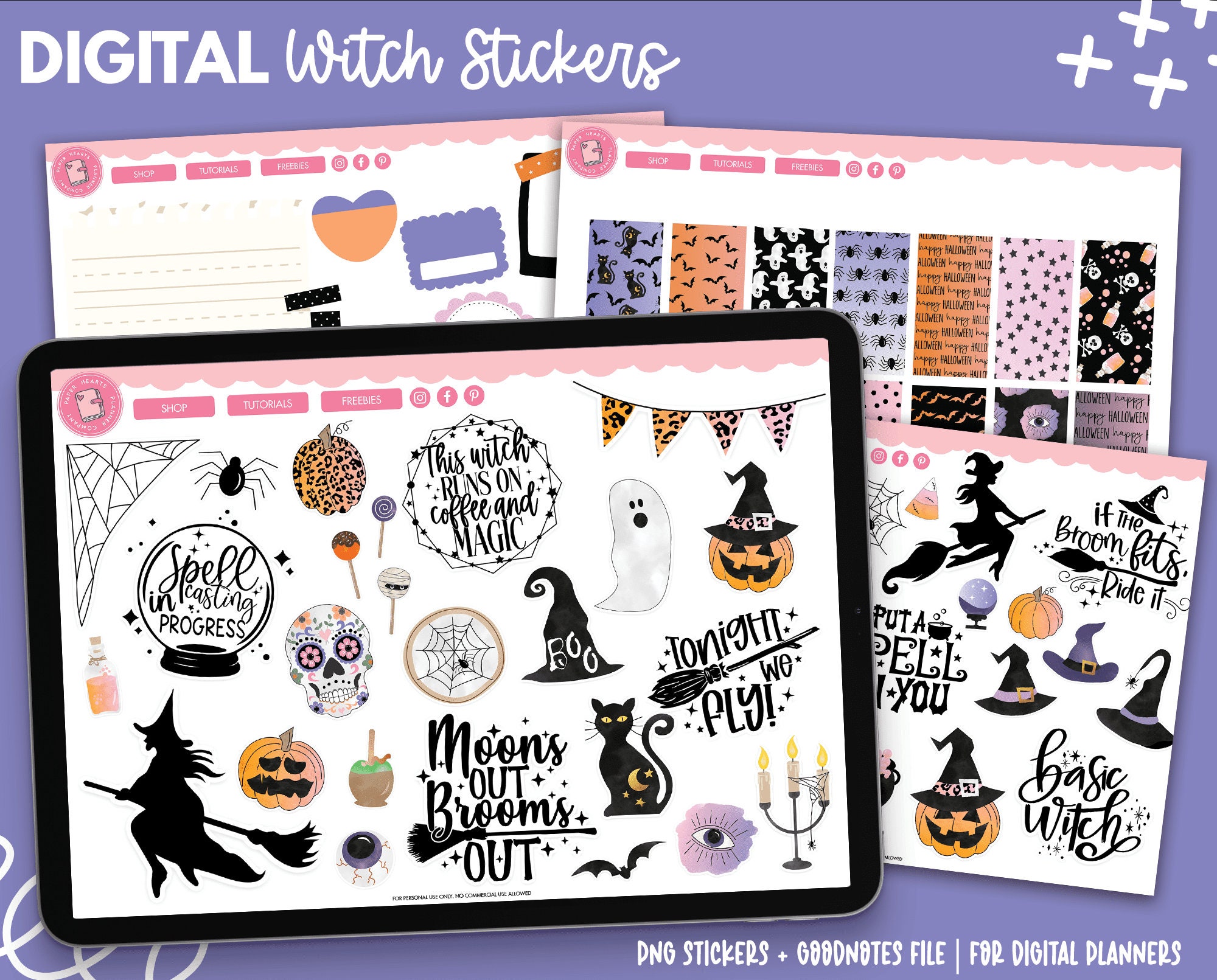 Halloween Digital Stickers Witch Digital Stickers Spooky - Etsy