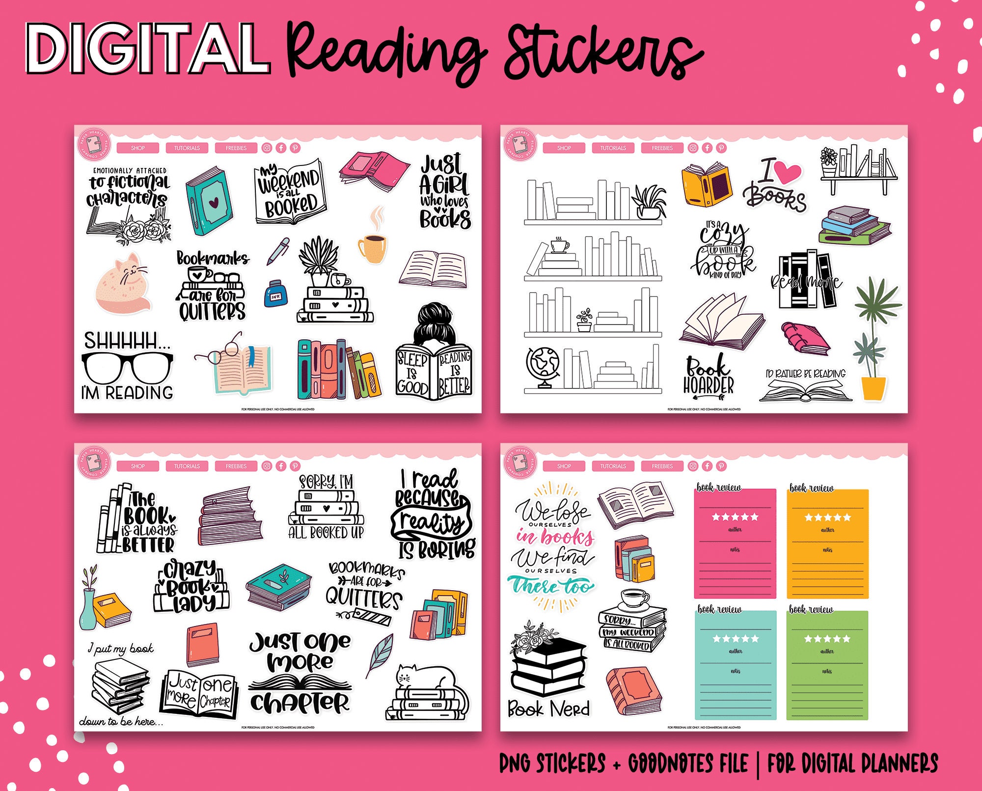 Reading Digital Stickers | Book Stickers | Reading Tracker | Goodnotes ...