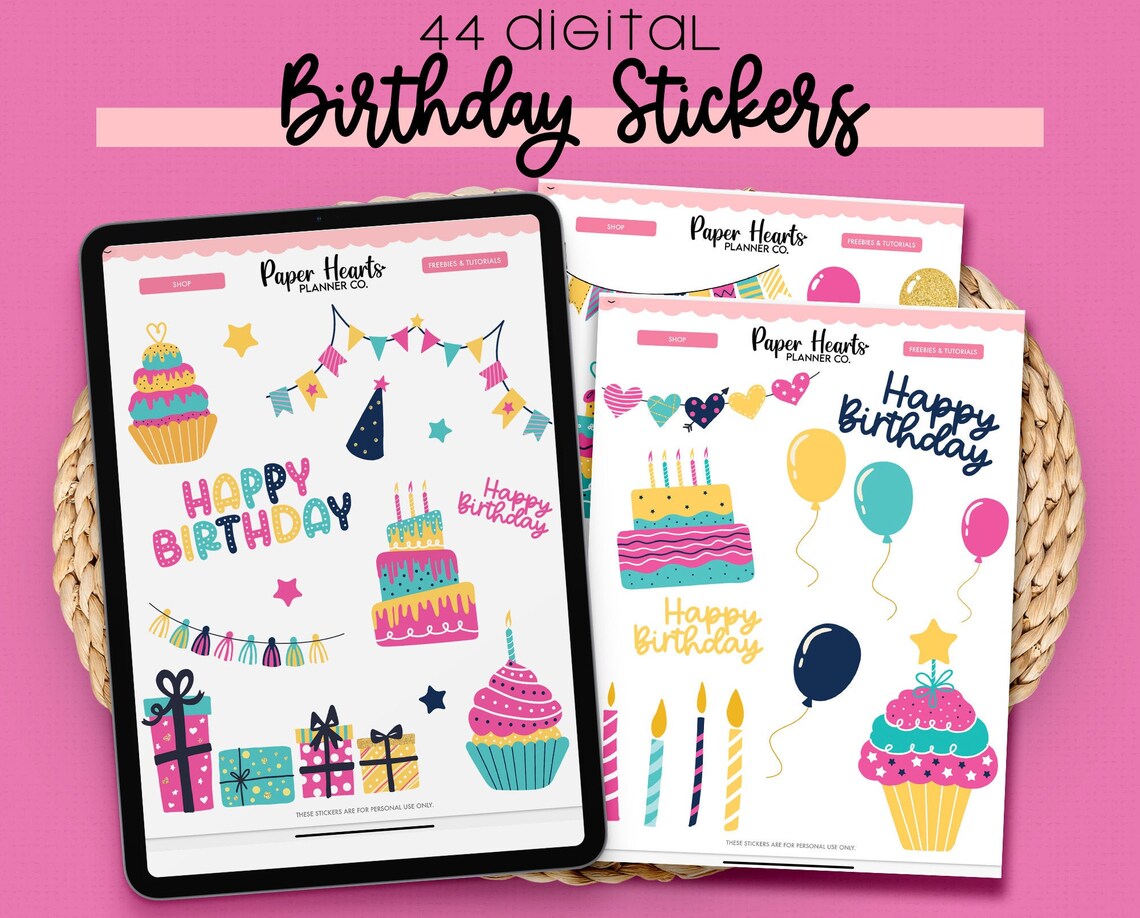 Birthday Digital Stickers Birthday Party Digital Stickers | Etsy