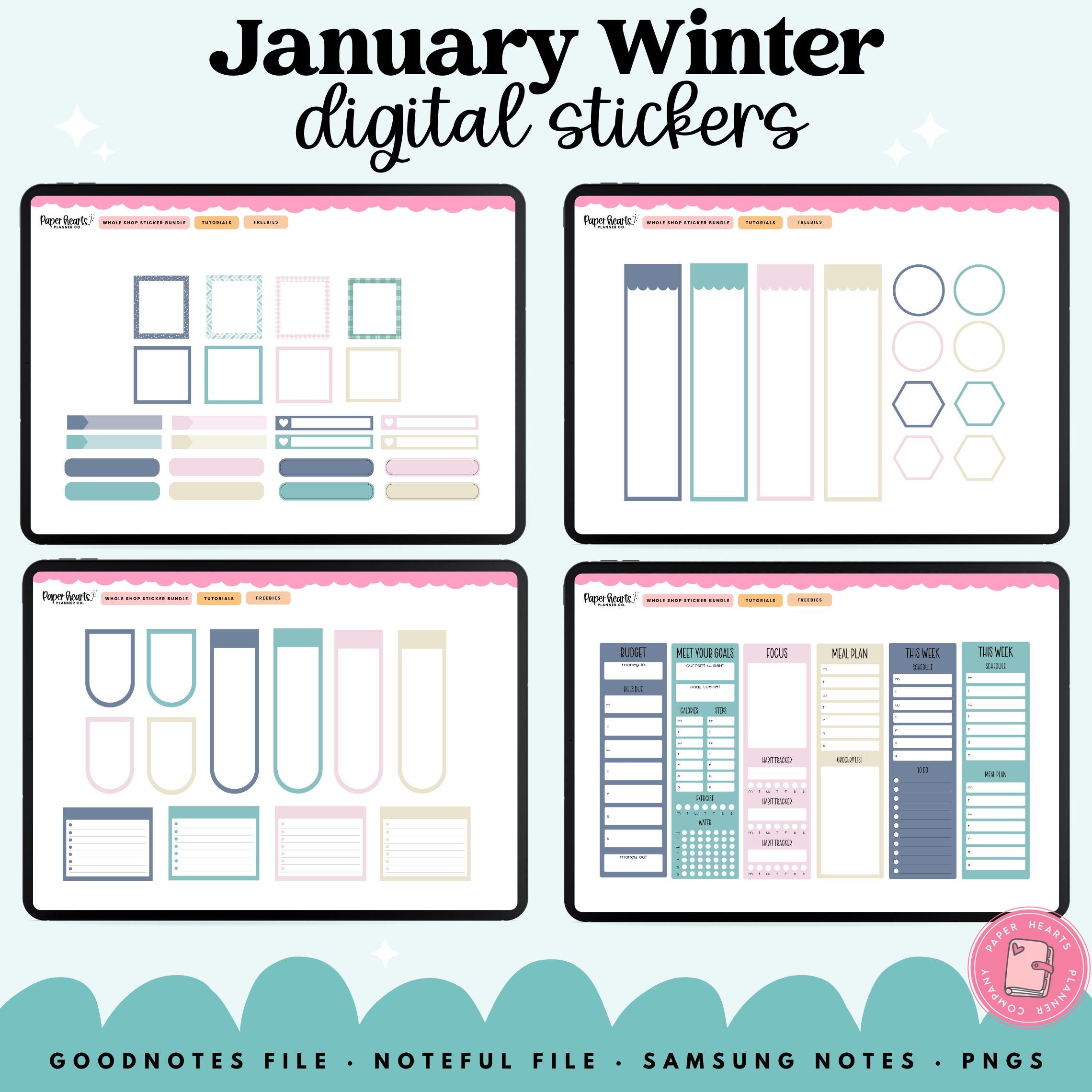 January Stickers, Winter Stickers, Digital Planner Stickers, Goodnotes ...