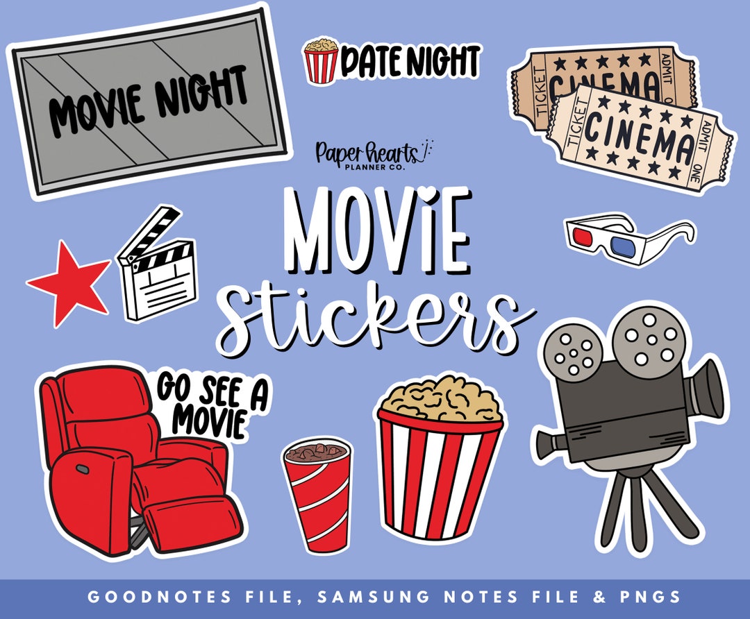 Movies Stickers | Cinema Stickers | Digital Stickers Goodnotes | PNG ...