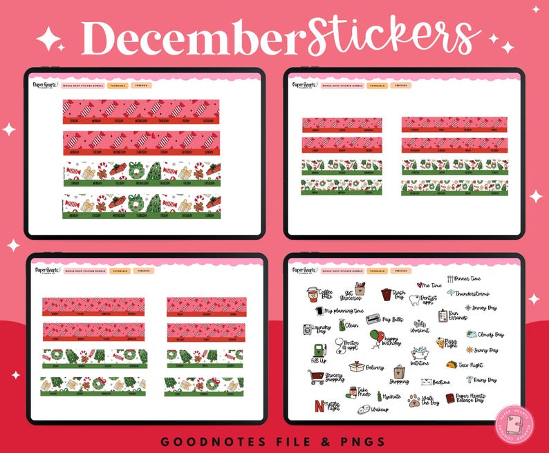 December Stickers, December Goodnotes Stickers, Christmas Stickers ...
