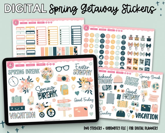 Spring Break Getaway Stickers Vacation Stickers Goodnotes | Etsy