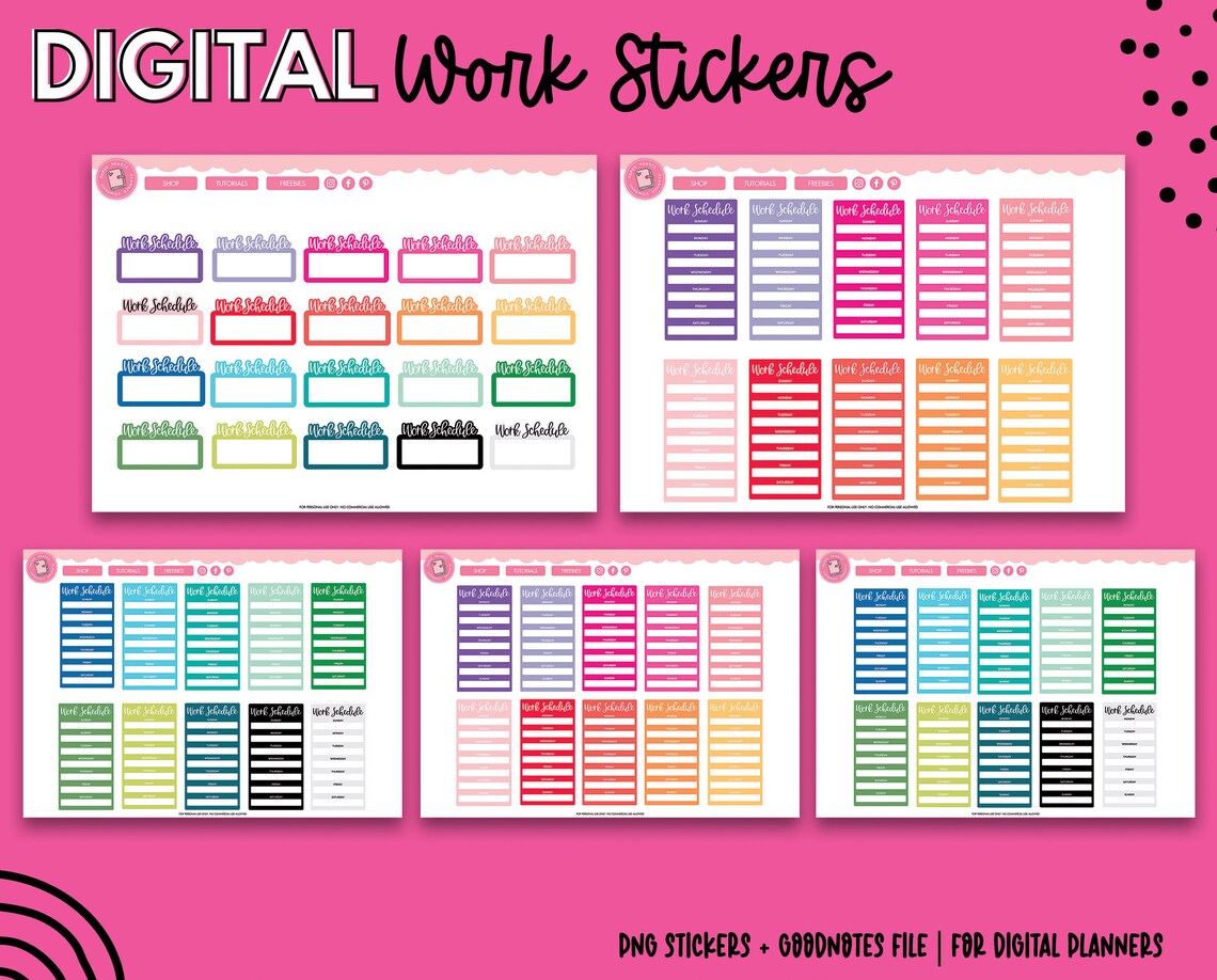Work Digital Stickers Work Schedule Stickers Goodnotes - Etsy