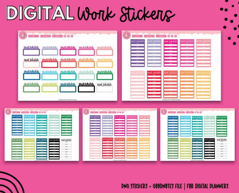 Work Digital Stickers Work Schedule Stickers Goodnotes - Etsy