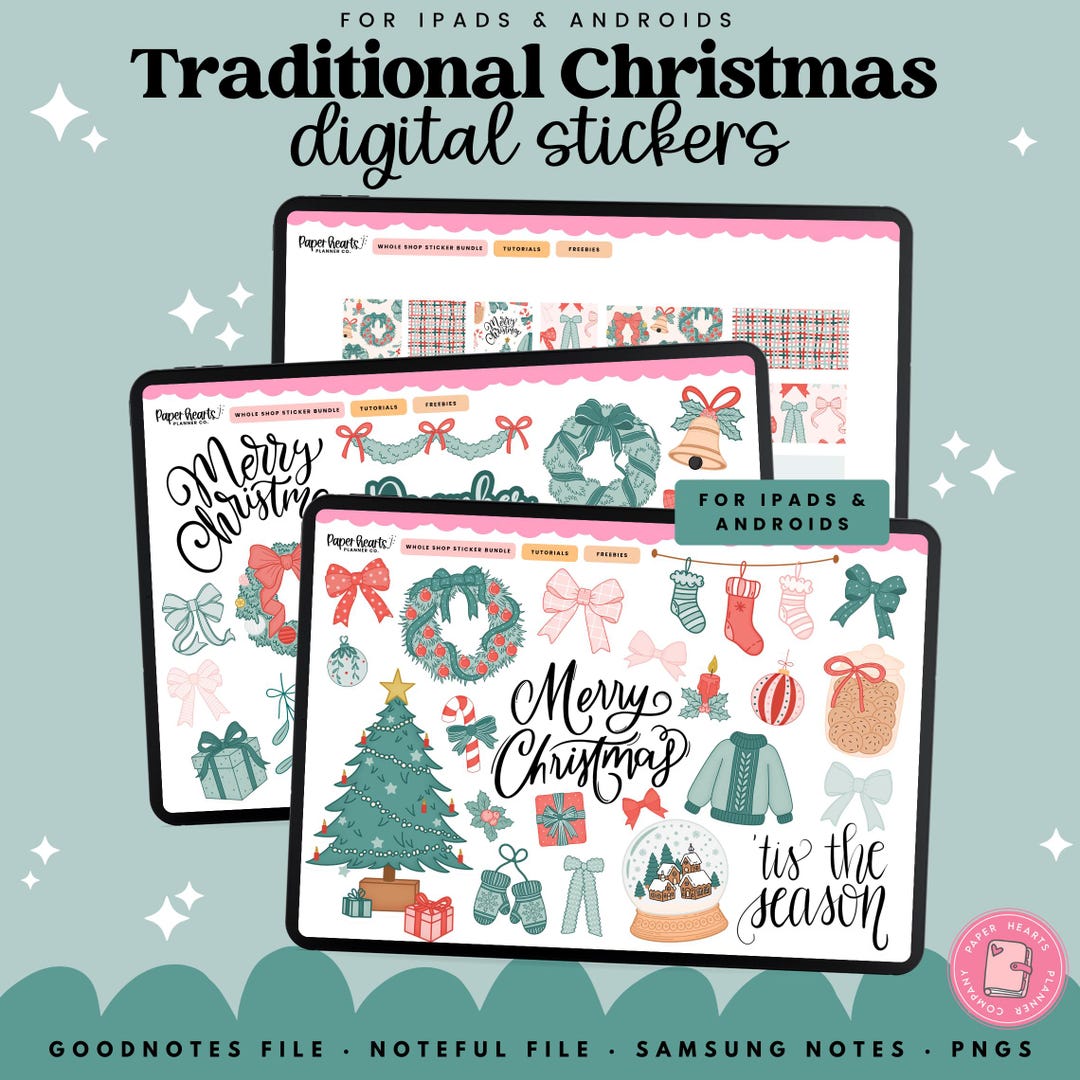 Christmas Digital Stickers for Digital Planners. Includes Goodnotes ...