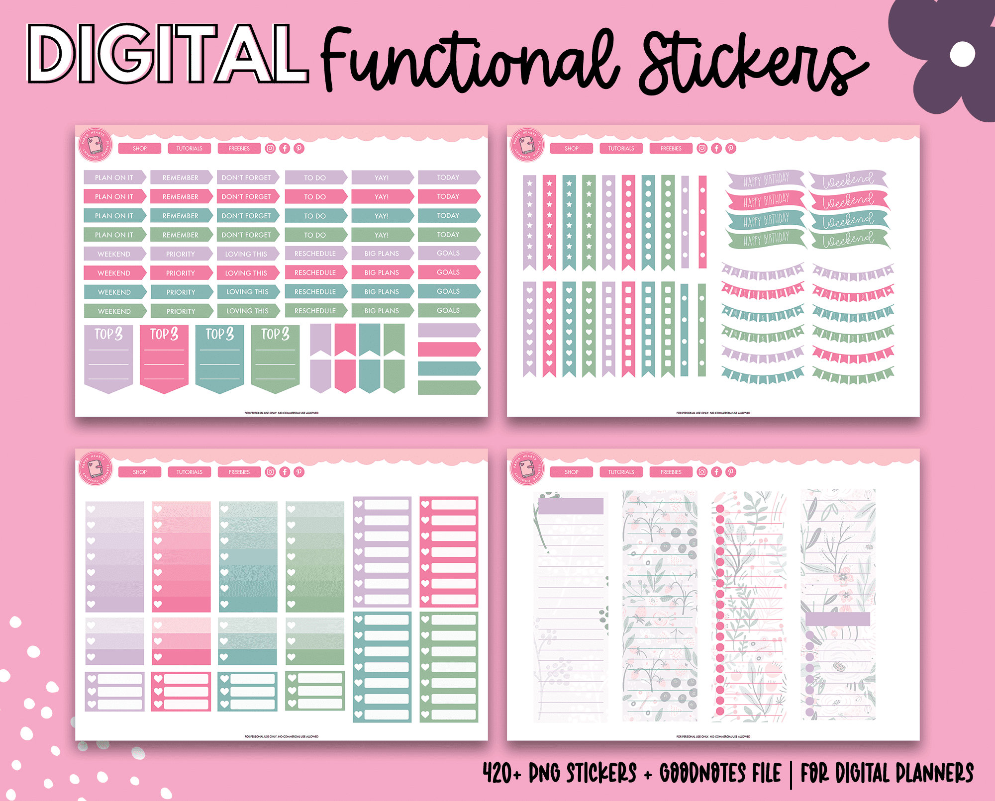 Functional Digital Planner Stickers Goodnotes Stickers - Etsy