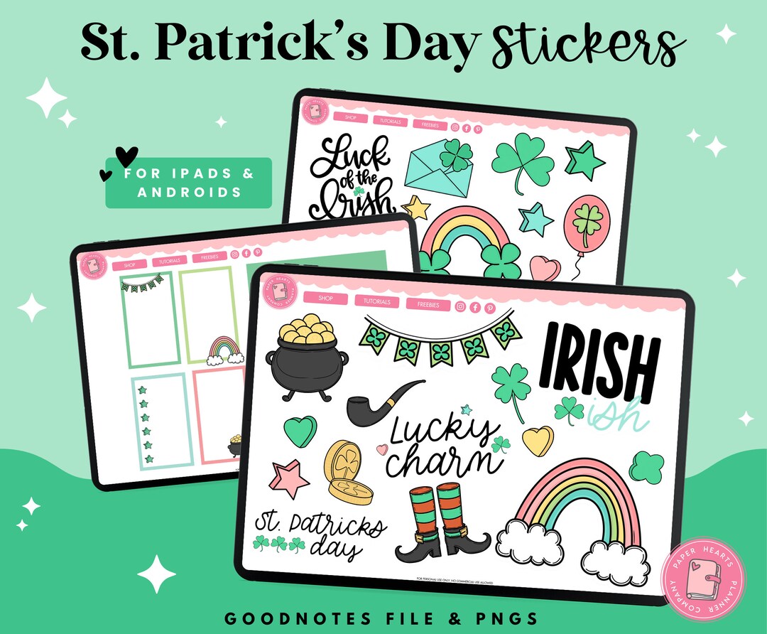 St. Patricks Day Digital Stickers for Digital Planners Including ...