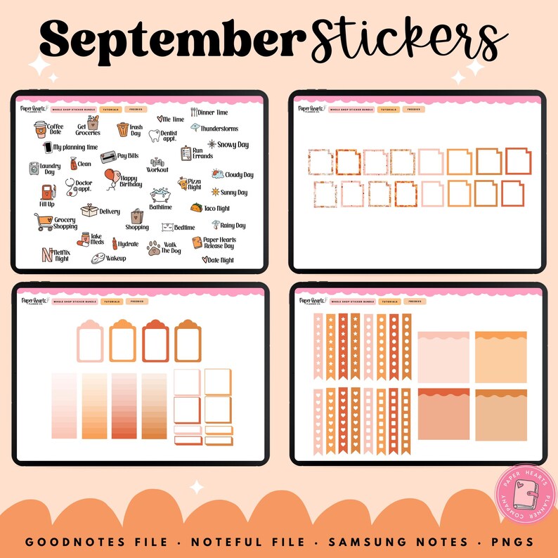 Fall Stickers, September Stickers, Fall Planner Stickers, Digital ...