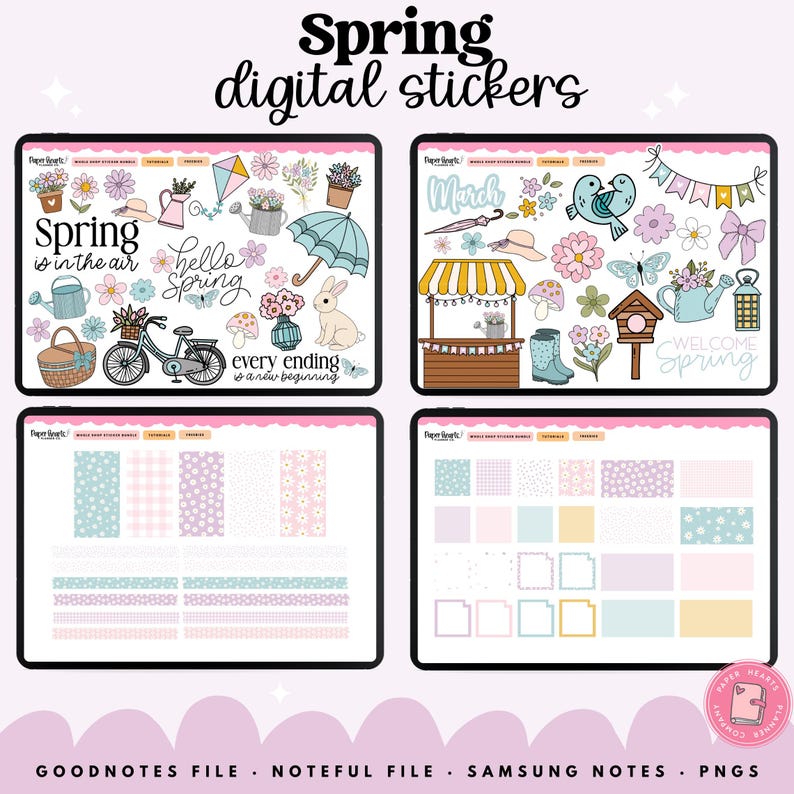 March Stickers, Spring Stickers, Monthly Sticker Kit, Digital Stickers ...
