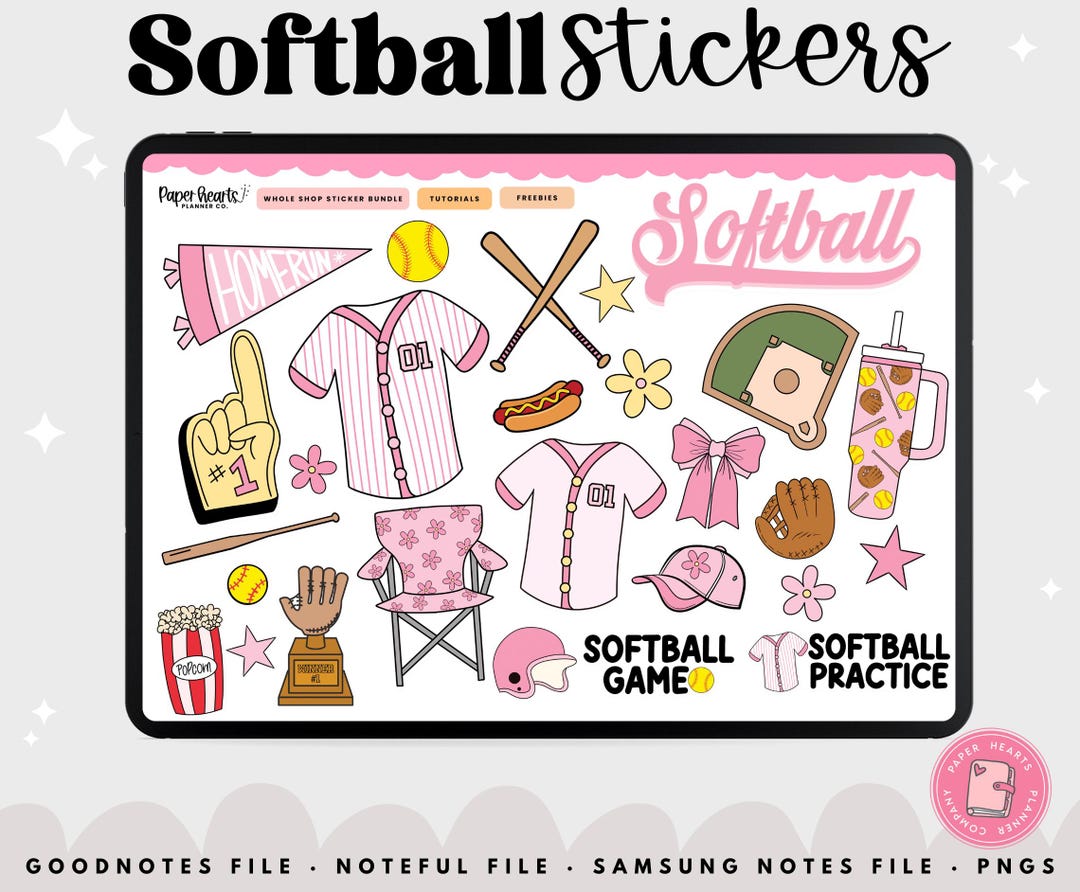 Softball Stickers, Sports Stickers, Planner Stickers, Digital Stickers ...