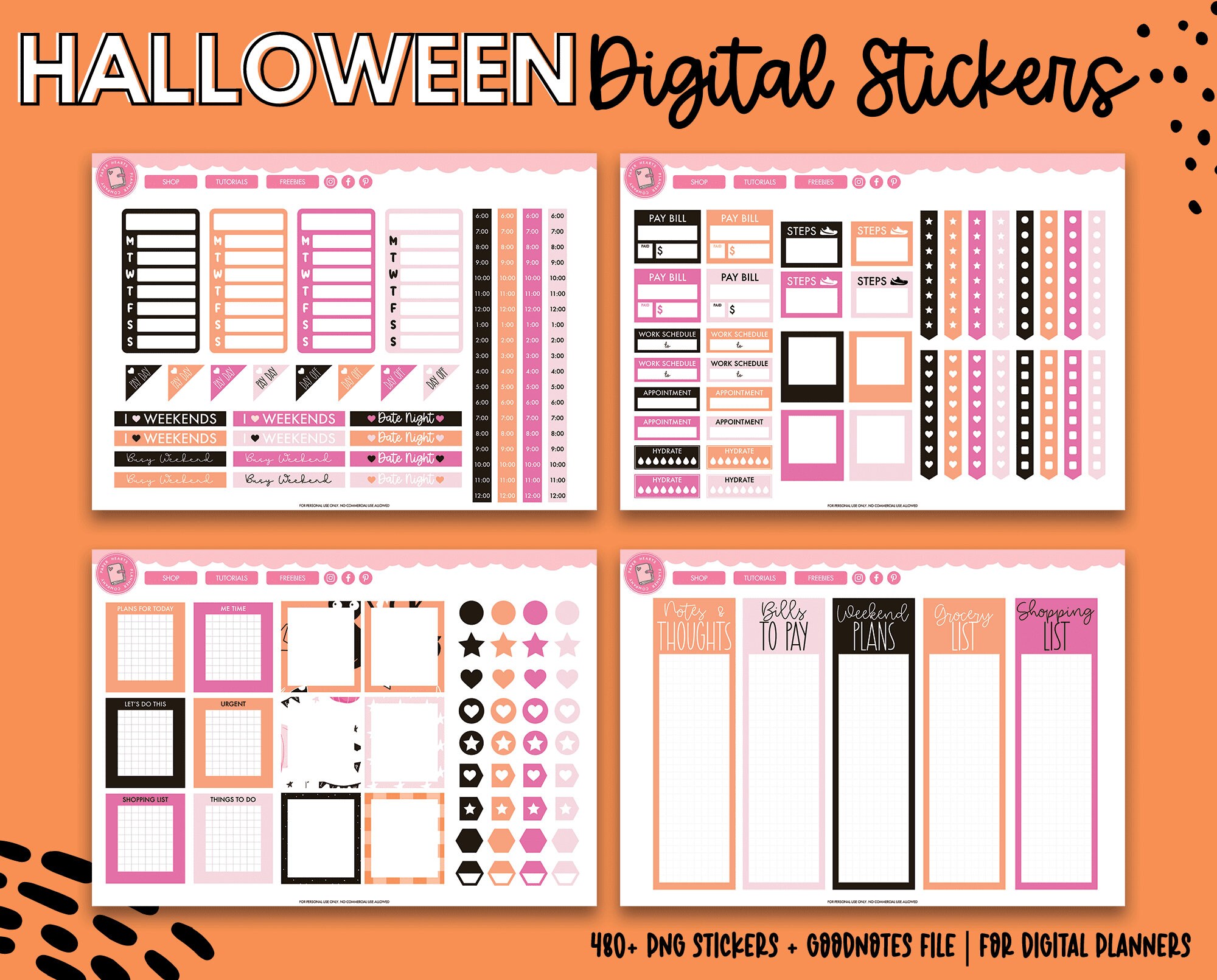 Halloween Digital Planner Stickers Goodnotes Stickers - Etsy