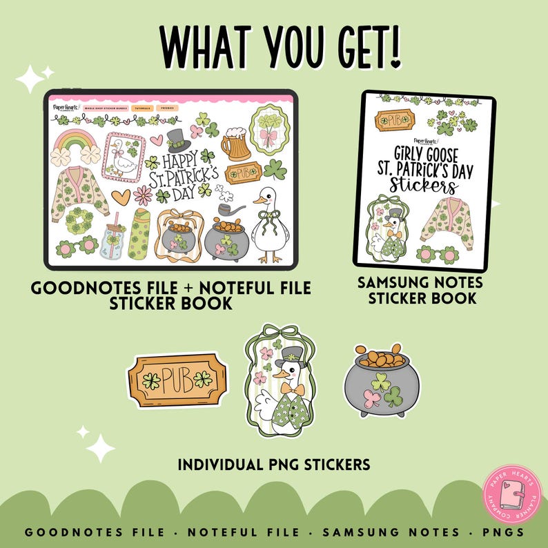 St. Patricks Day Digital Planner Stickers | Lucky Shamrock Rainbow ...
