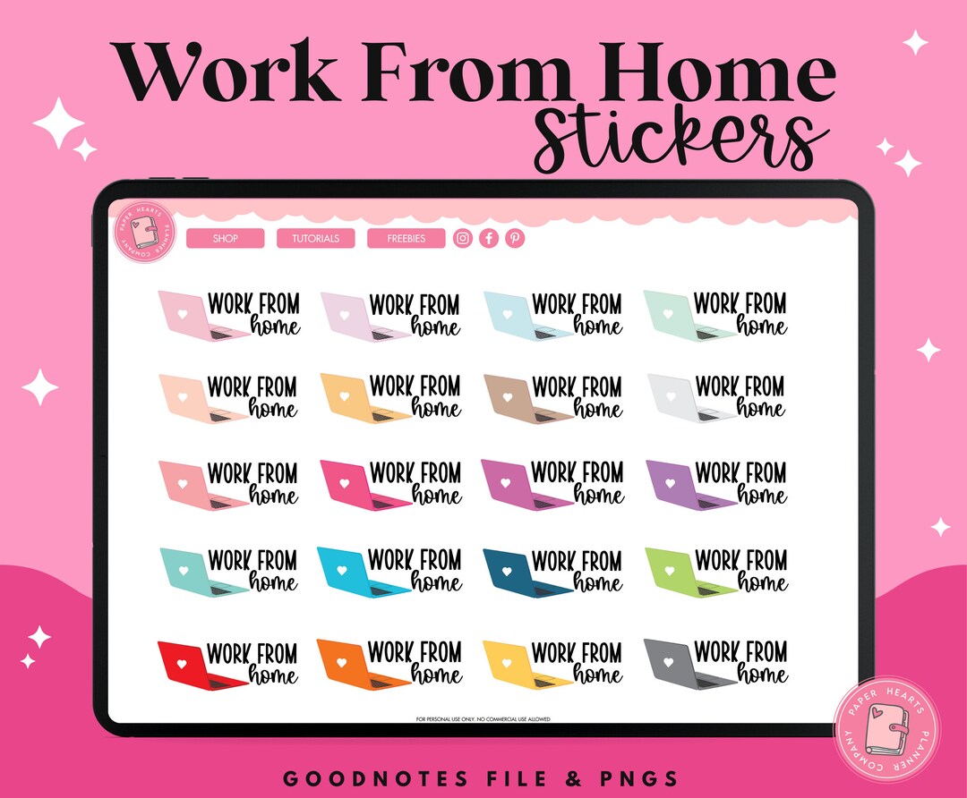 Work From Home Stickers | Work From Home Digital Stickers | Goodnotes ...