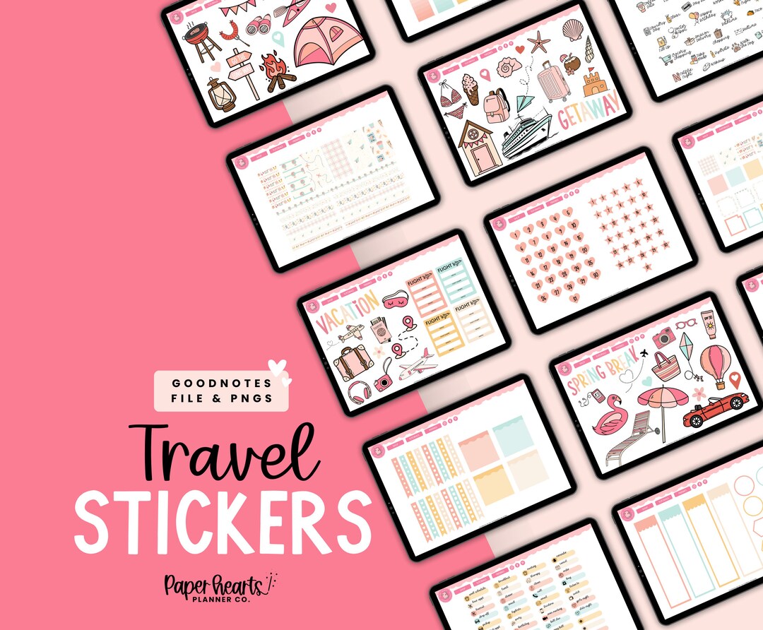 Spring Break Travel Stickers for Digital Planning | Goodnotes Stickers ...