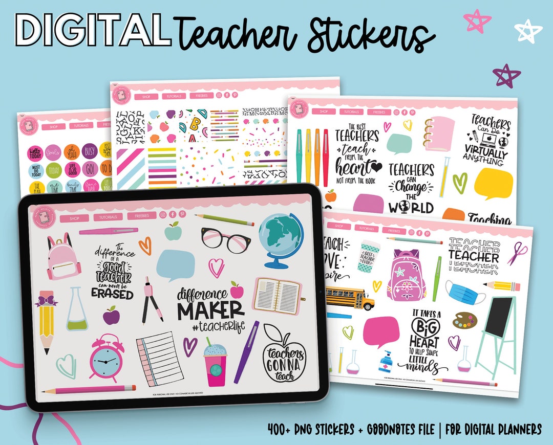 Digital Teacher Stickers | Goodnotes Teacher Stickers | Teacher PNG ...