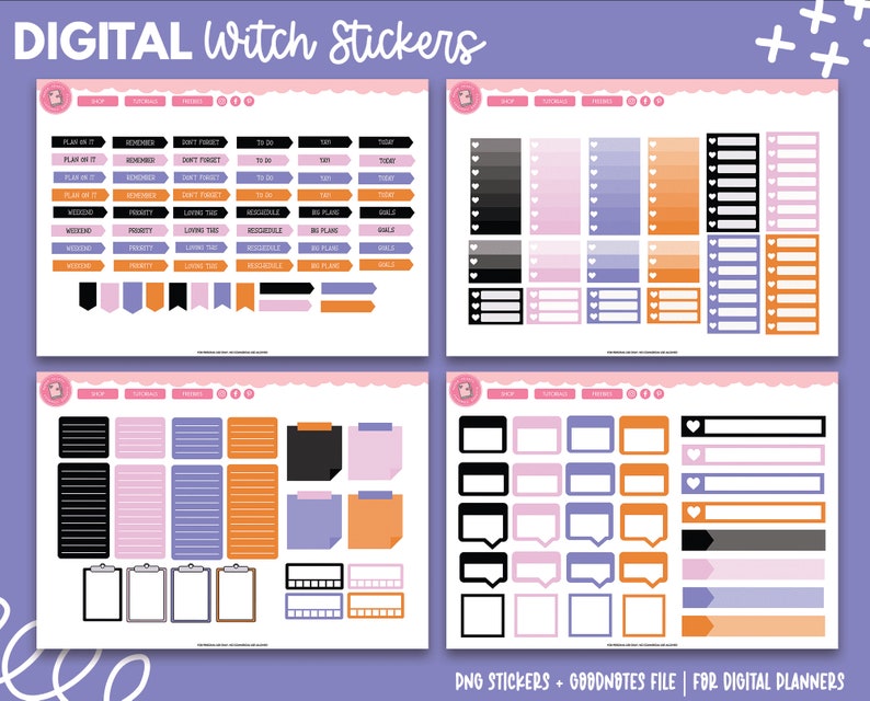 Halloween Digital Stickers Witch Digital Stickers Spooky - Etsy