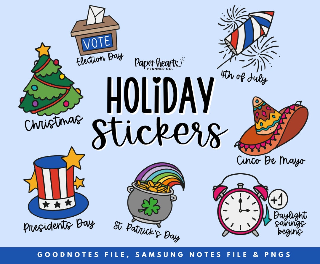 Holidays Digital Stickers | USA Holiday Stickers | Goodnotes Stickers ...