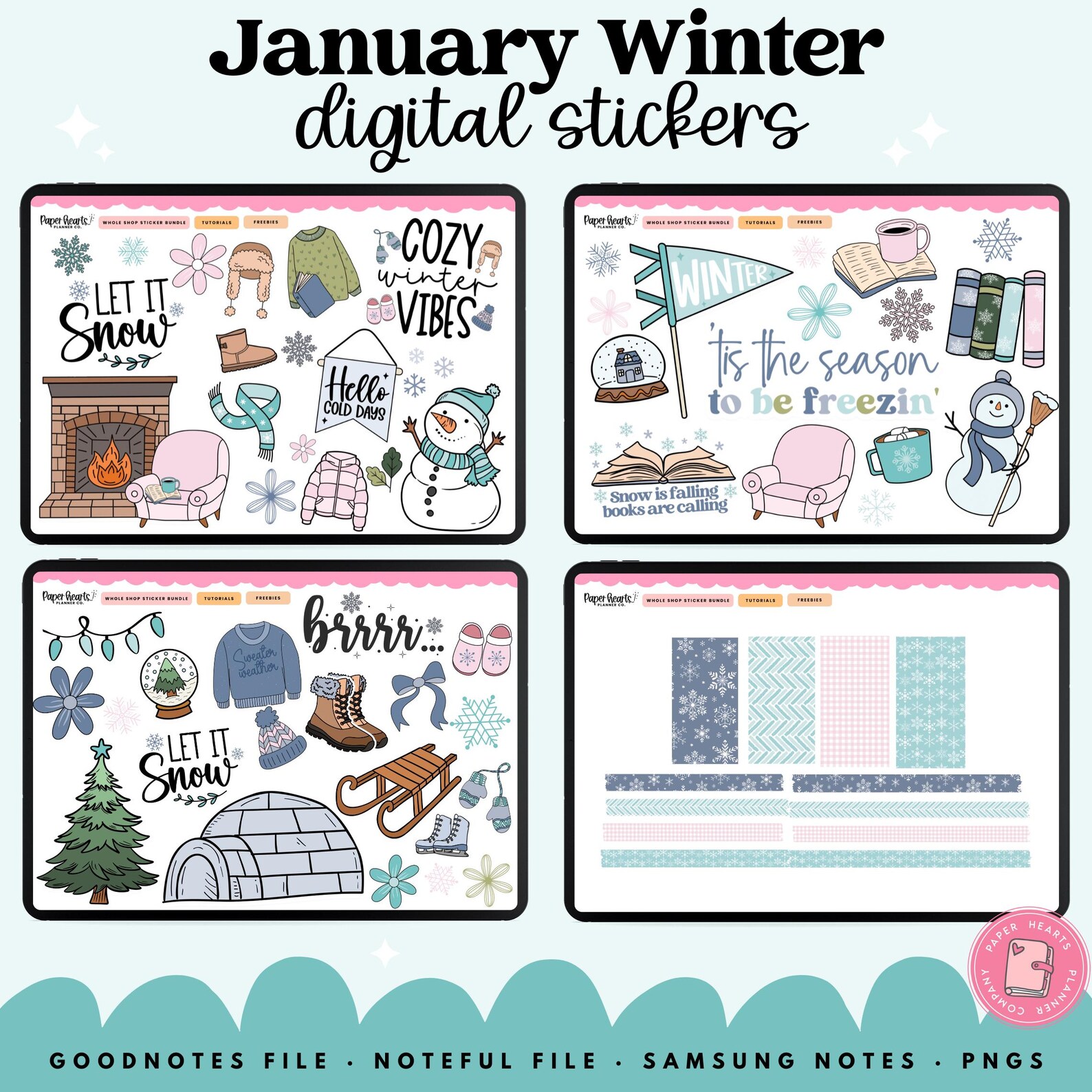 January Stickers, Winter Stickers, Digital Planner Stickers, Goodnotes ...