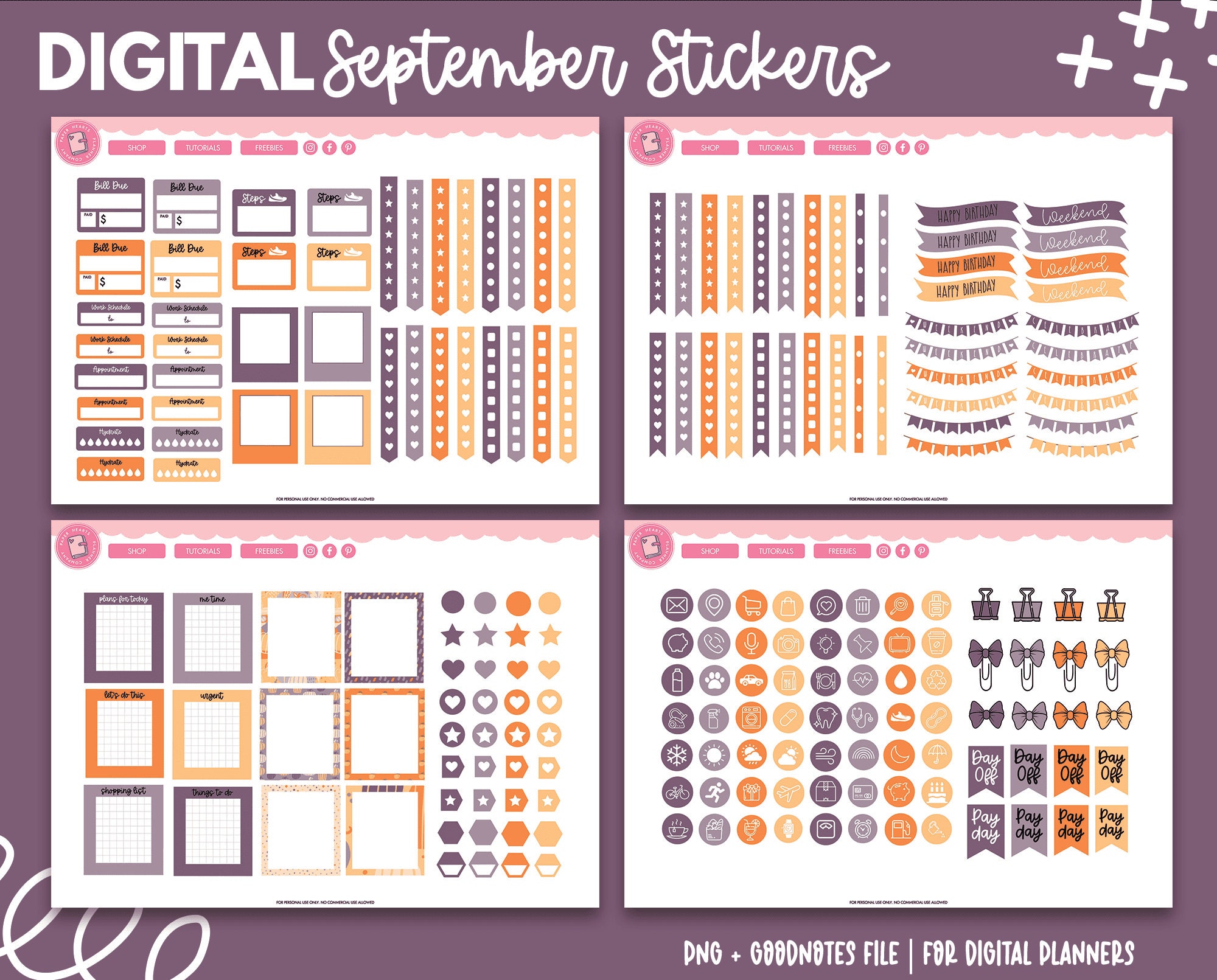 September Stickers Digital Stickers Goodnotes Stickers - Etsy