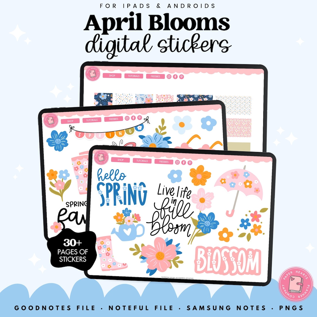 April Blooms Stickers | Spring Digital Stickers | Goodnotes Stickers ...