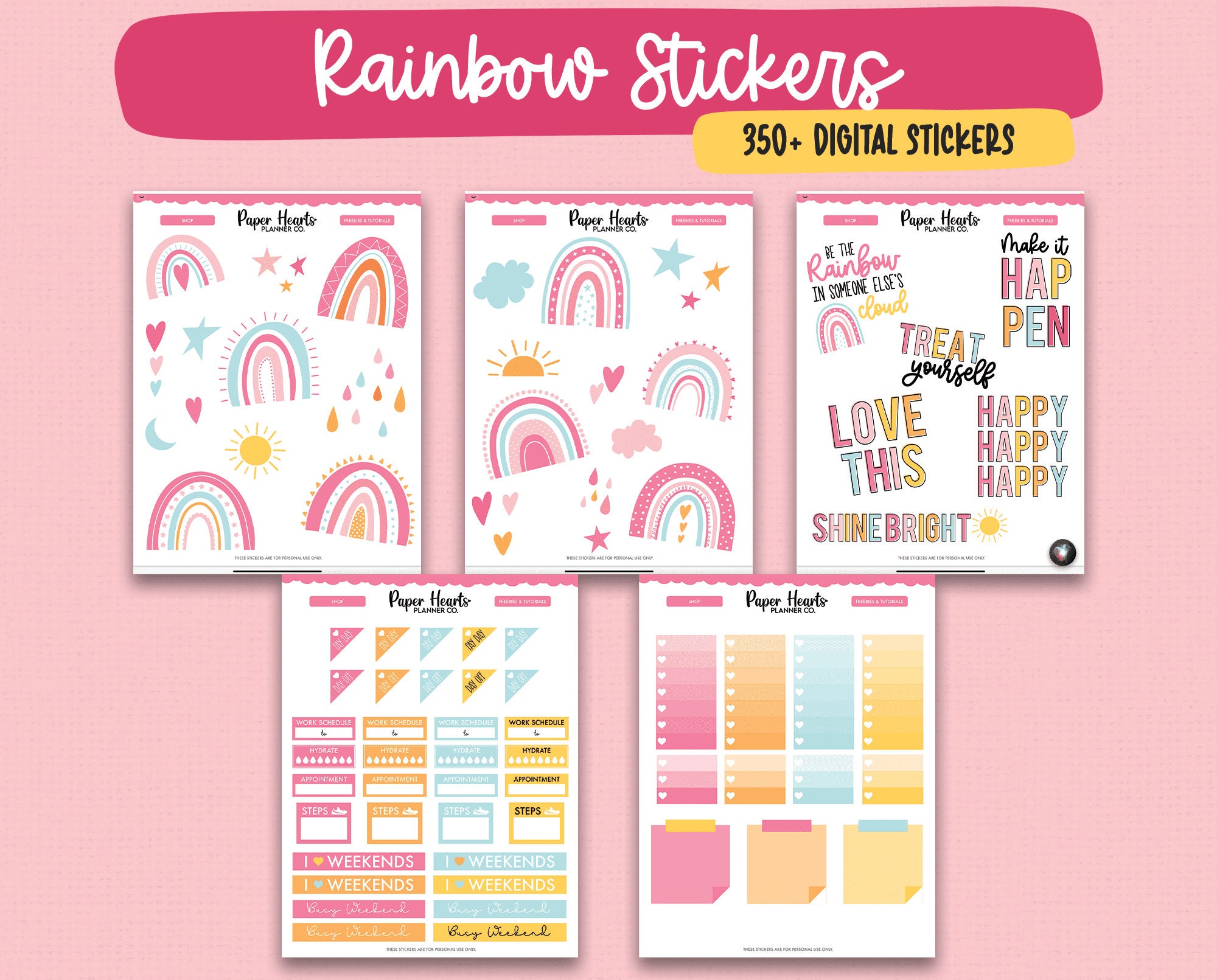 Rainbow Digital Planner Stickers Rainbow Stickers - Etsy