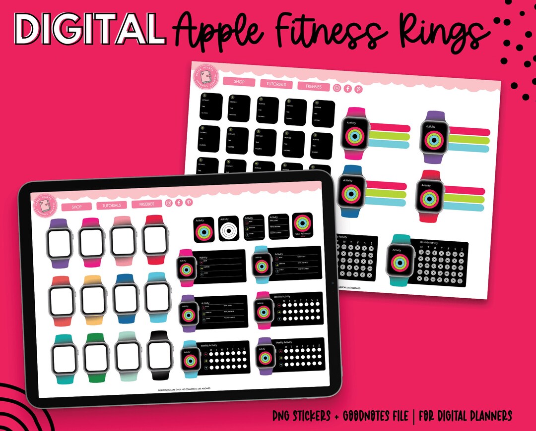 Apple Watch Fitness Rings Stickers Goodnotes Stickers PNG - Etsy