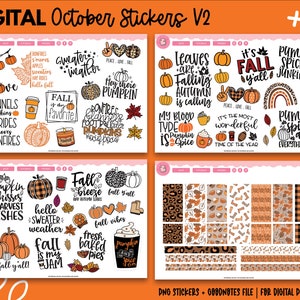 October Stickers | Digital Stickers | Goodnotes Stickers | PNG Stickers ...