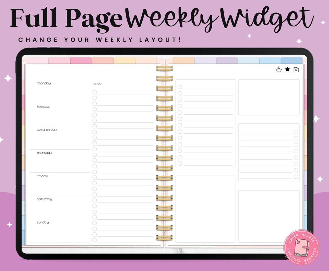 Digital Planner Widget Weekly Digital Planner Widget - Etsy