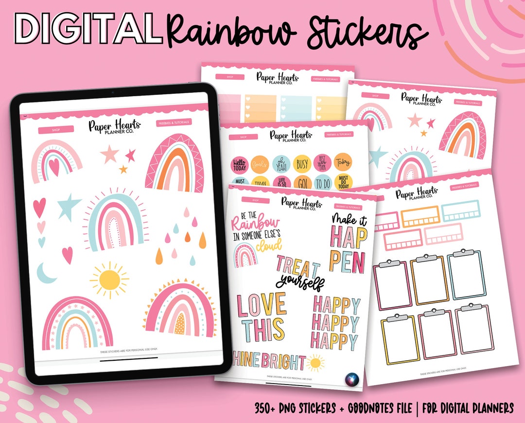 Rainbow Digital Planner Stickers | Rainbow Stickers | Goodnotes ...