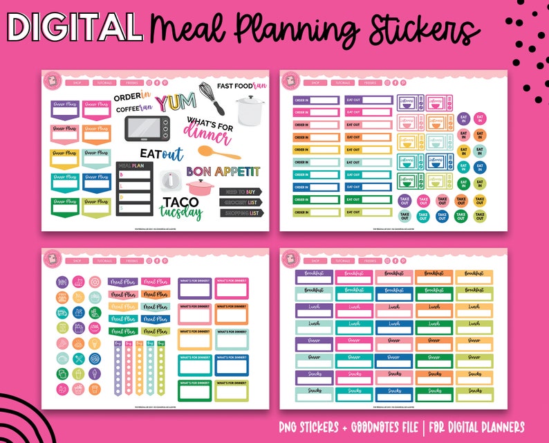 Meal Planning Digital Stickers Goodnotes Stickers PNG - Etsy