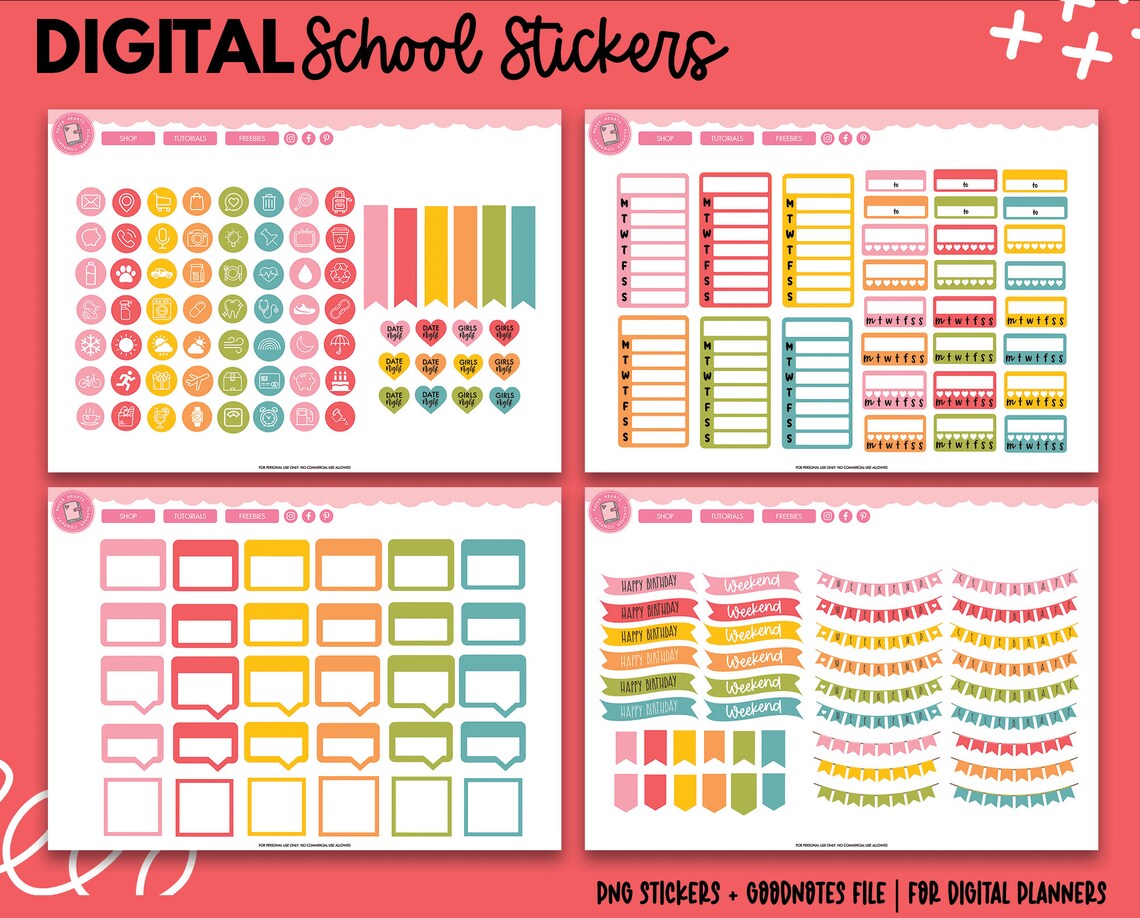School Stickers Digital Stickers Goodnotes Stickers PNG - Etsy