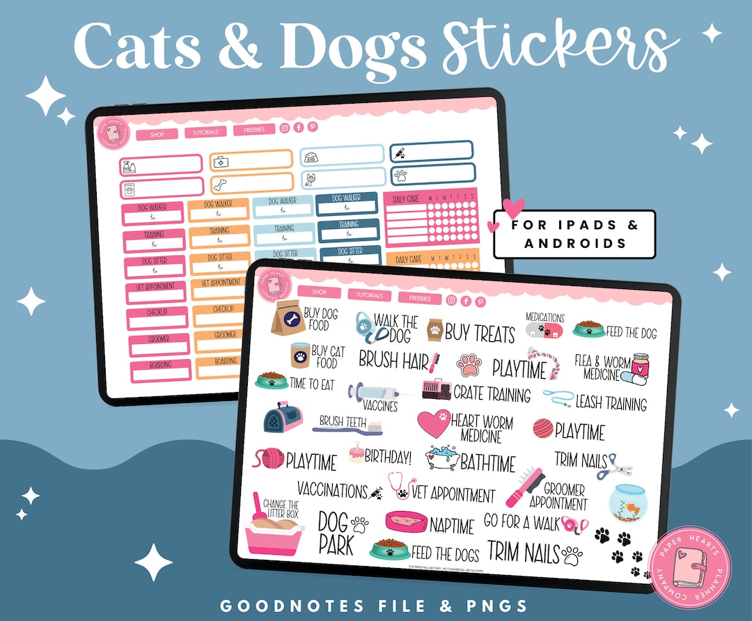Pets Digital Stickers, Cats & Dogs Stickers, Digital Stickers ...