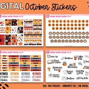 October Digital Planner Stickers | Halloween Digital Stickers | Digital ...