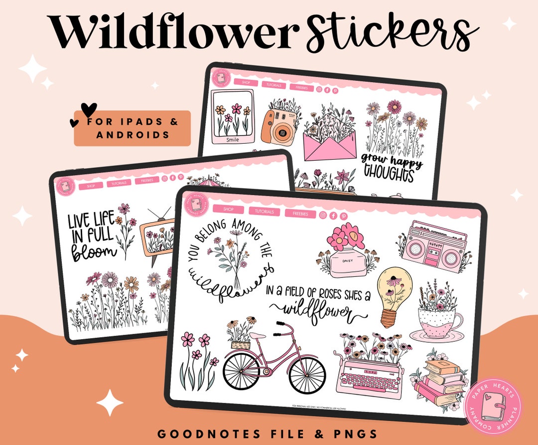 Wildflower Stickers | Flower Stickers | Flower Digital Stickers ...