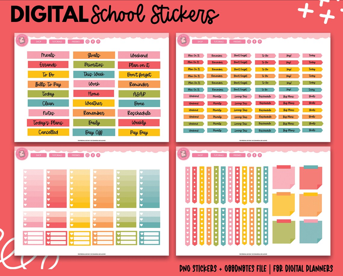 School Stickers Digital Stickers Goodnotes Stickers PNG - Etsy
