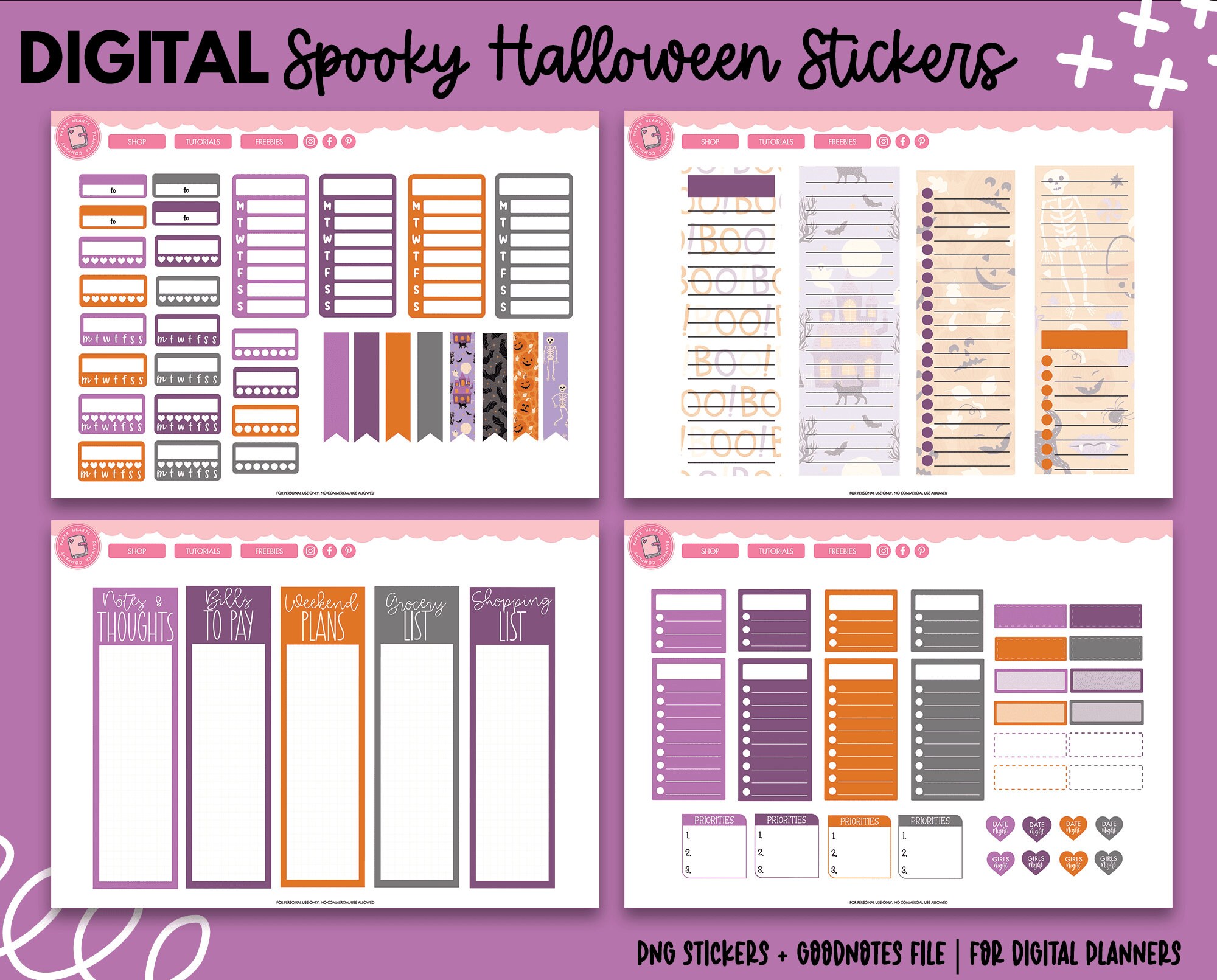 Spooky Halloween Stickers Digital Stickers Goodnotes - Etsy