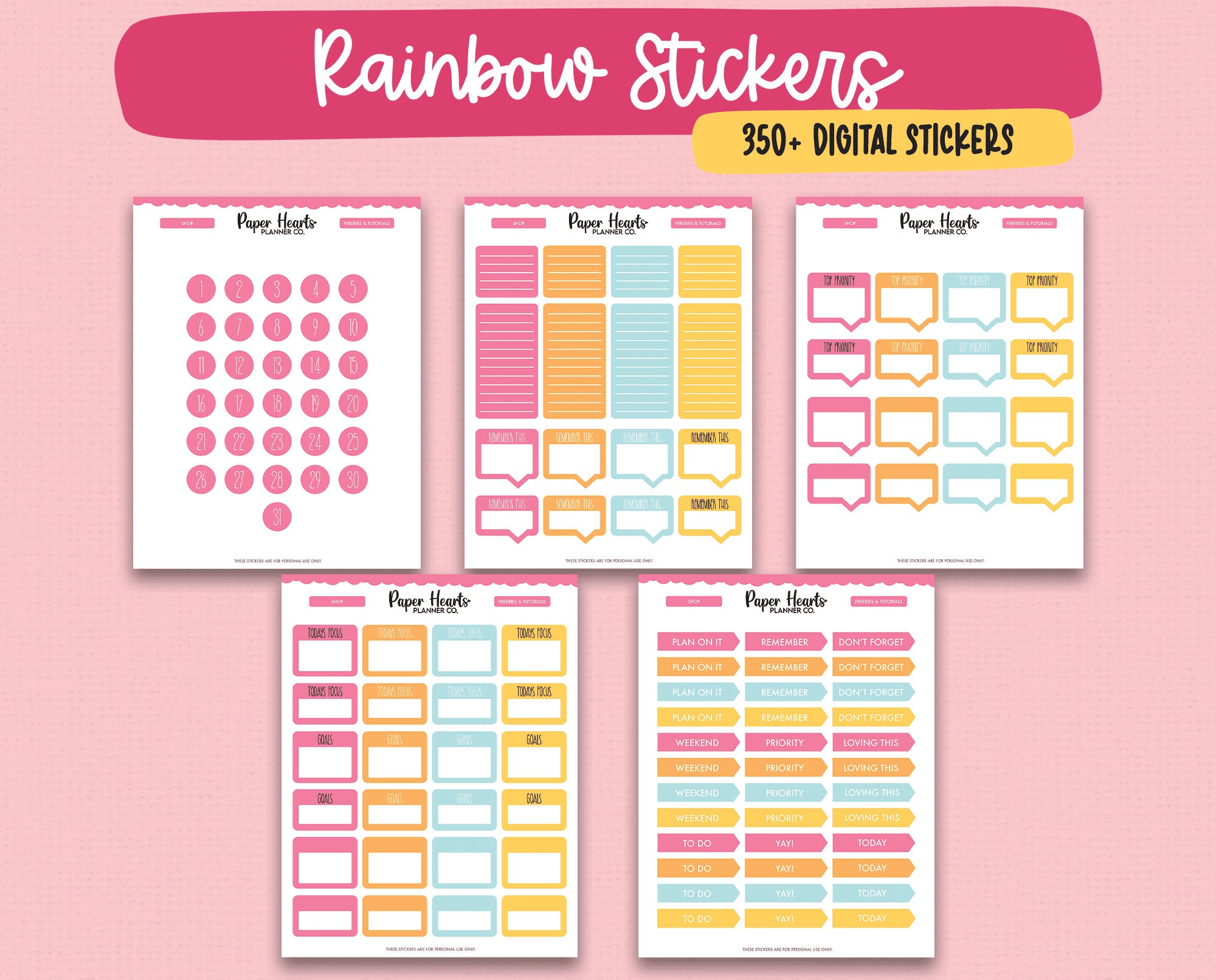 Rainbow Digital Planner Stickers Rainbow Stickers - Etsy