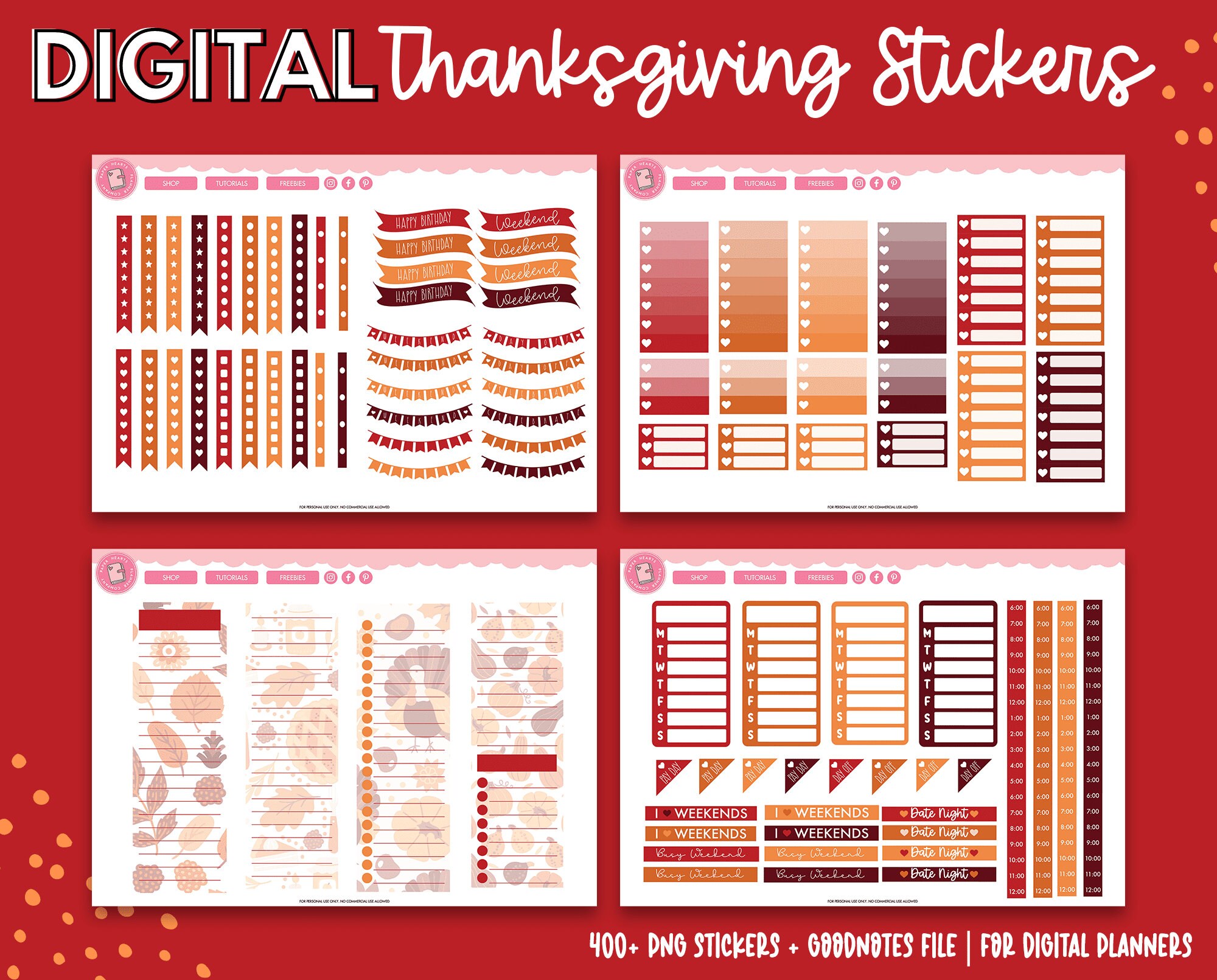 Thanksgiving Stickers Digital Thanksgiving Sticker Set - Etsy