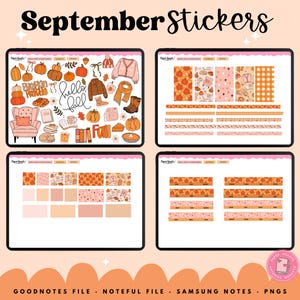Fall Stickers, September Stickers, Fall Planner Stickers, Digital ...