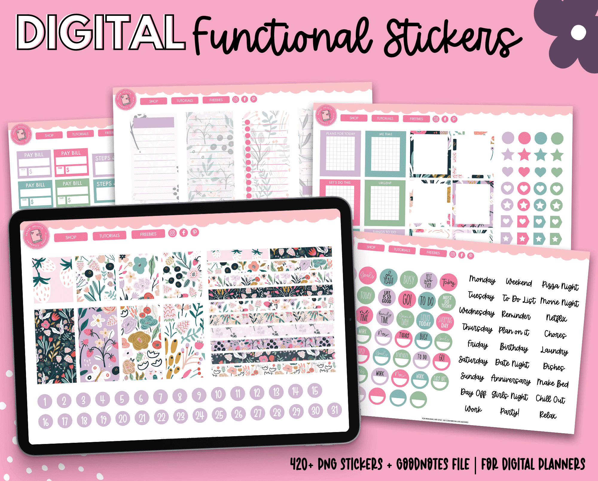 Functional Digital Planner Stickers Goodnotes Stickers - Etsy