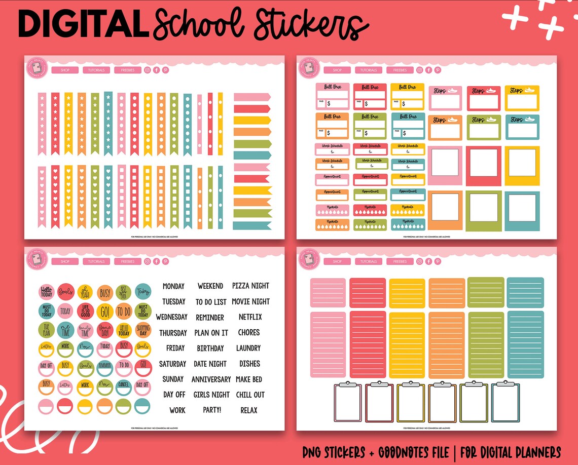 School Stickers Digital Stickers Goodnotes Stickers PNG - Etsy