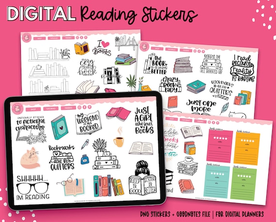 Reading Digital Stickers Book Stickers Reading Tracker | Etsy